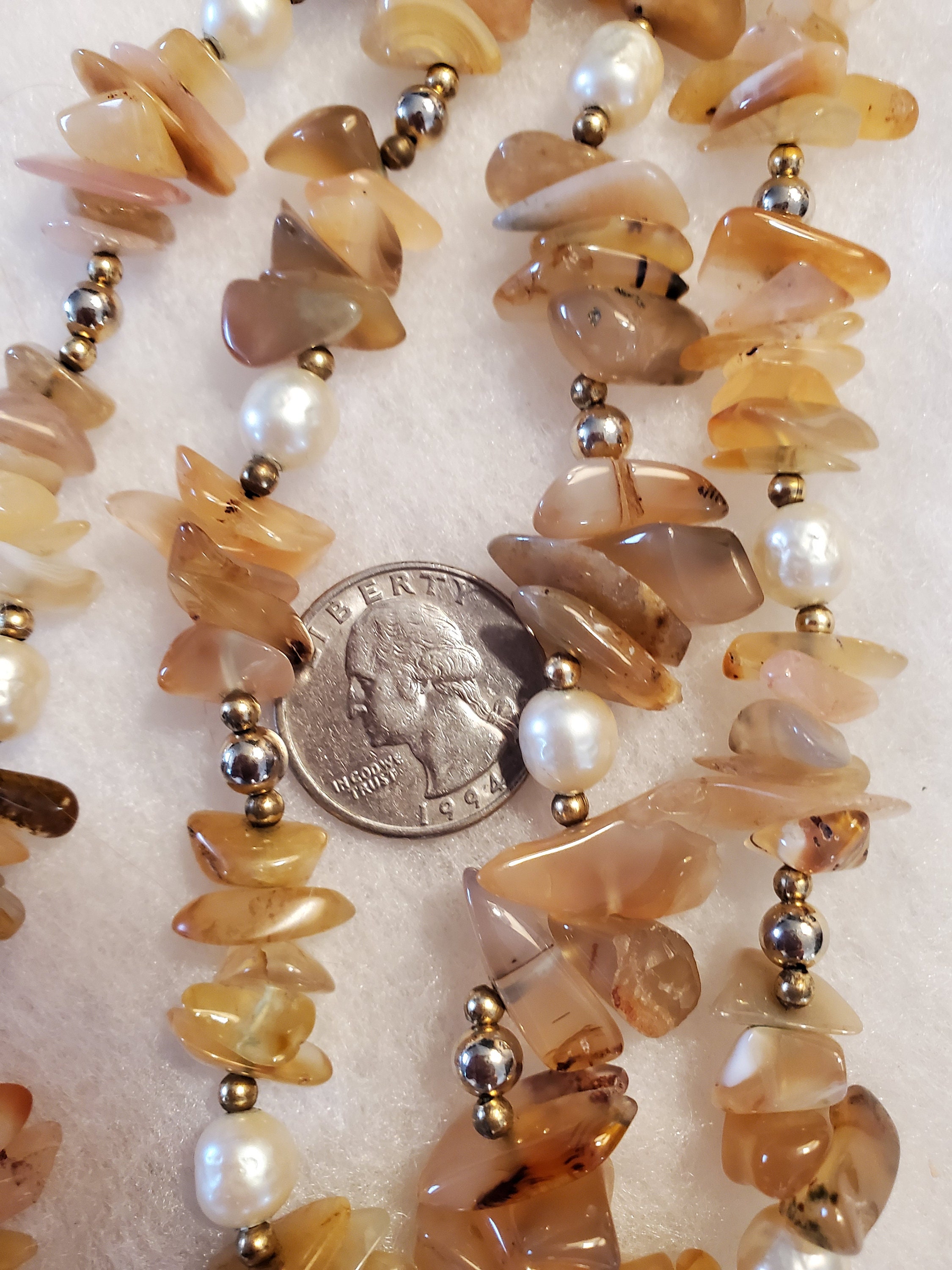 Vintage Designer Sandra David Polished Caramel Agate Necklace 30 Inches ...