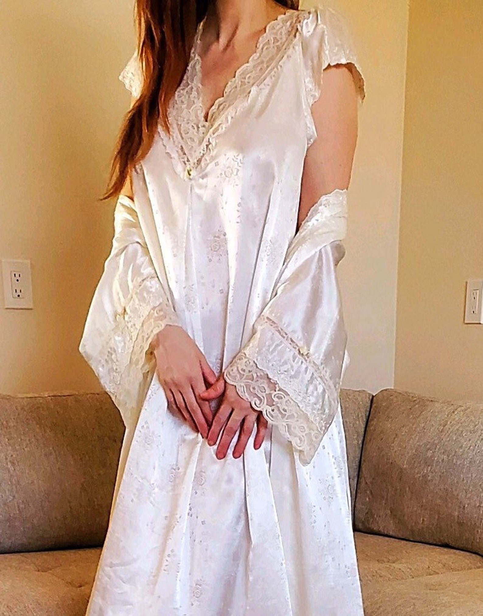 Dior Nightgown & Robe Set Ivory Medium Negligee/dressing Gown | Etsy
