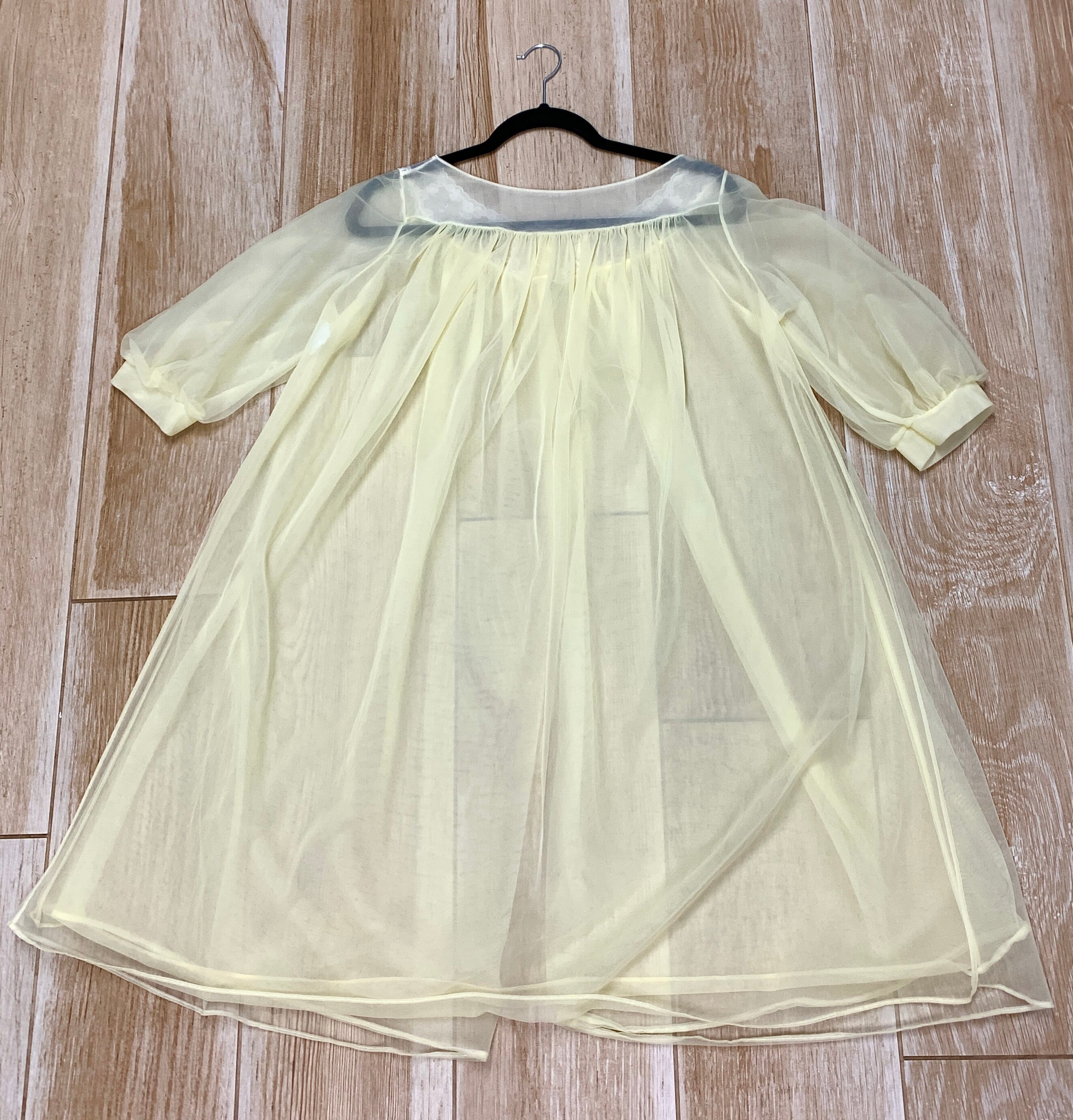 Vintage Sheer Peignoir Robe by Gaymode 1950s Yellow Double Layer ...