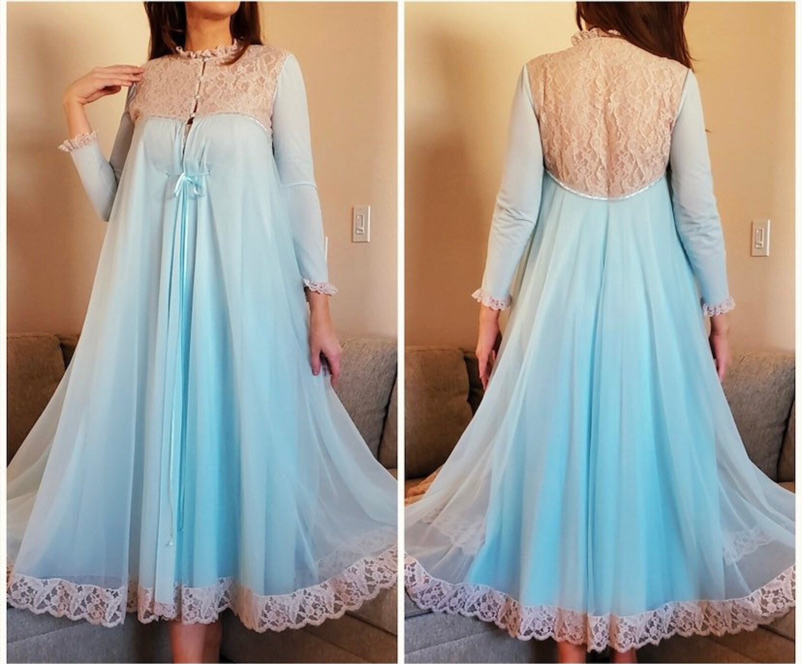 Vintage Sheer Nightgown Robe Set by CLAIRE SANDRA Lucie Ann From Neiman ...