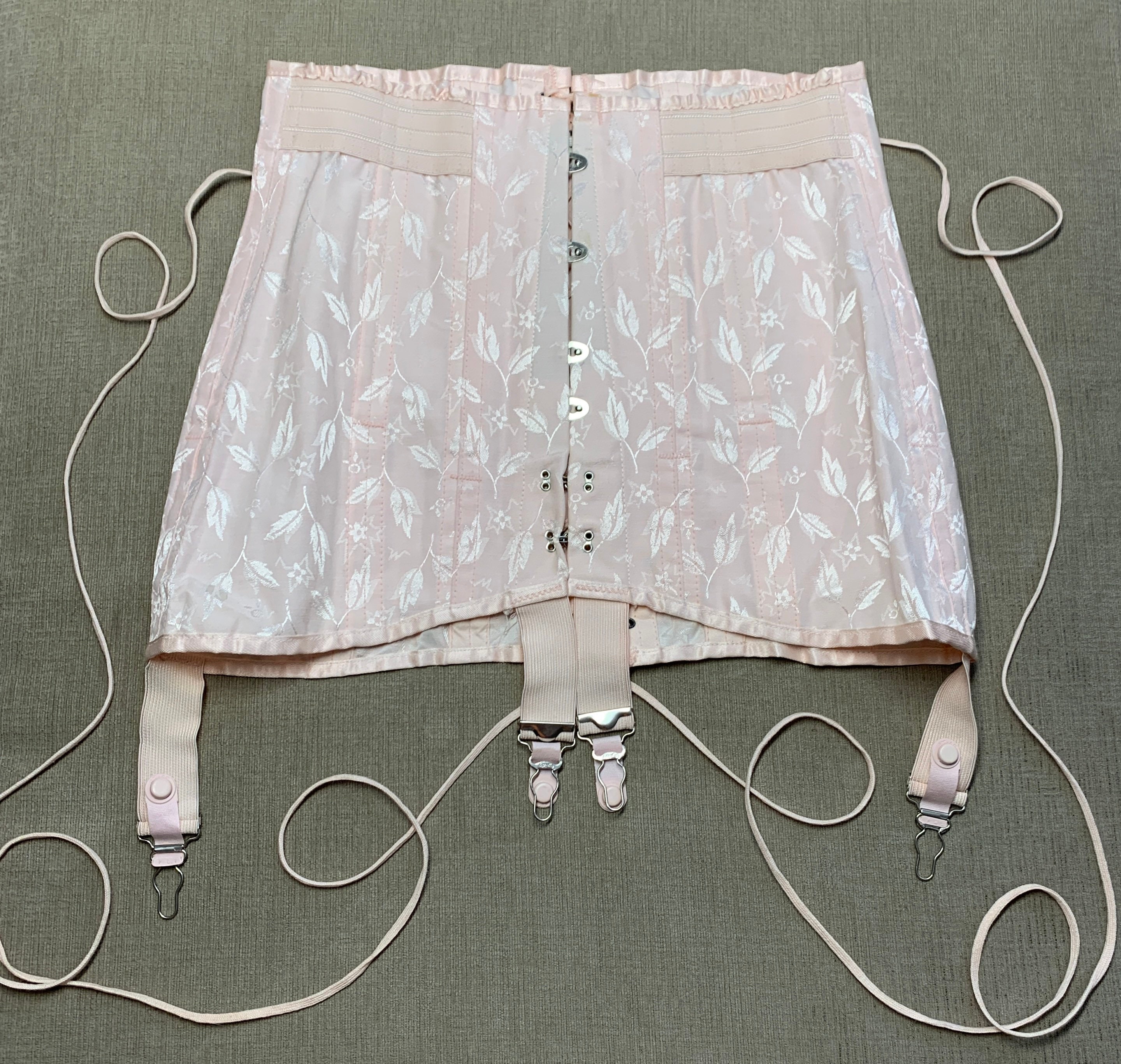 Vintage Merit Foundations Corset, Light Pink Jacquard, Lace-up, Size 29 ...