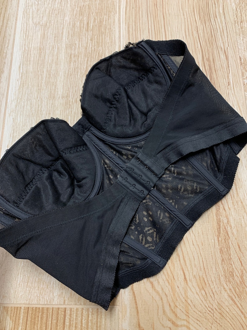 Vintage Sears Black Lacy Strapless Corset Bustier Bra Lingerie 40C ...
