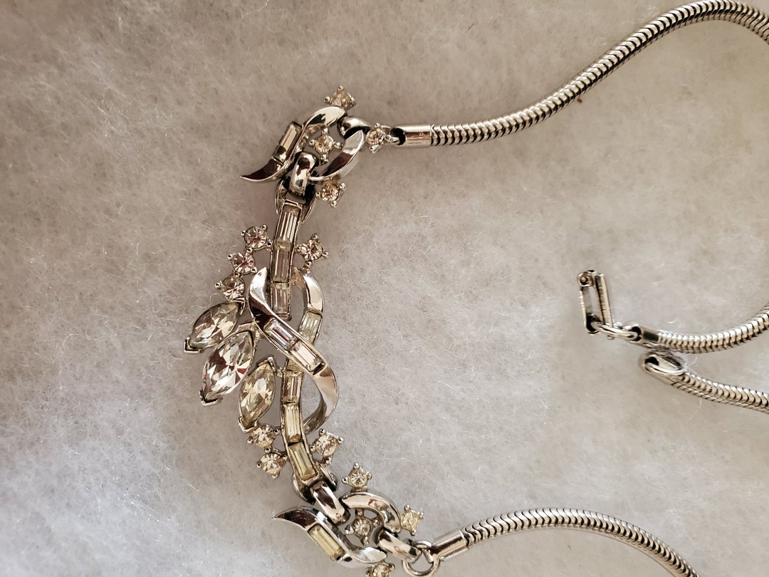 1940s Trifari Choker, Alfred Philippe Design, Baguette Rhinestones - Etsy