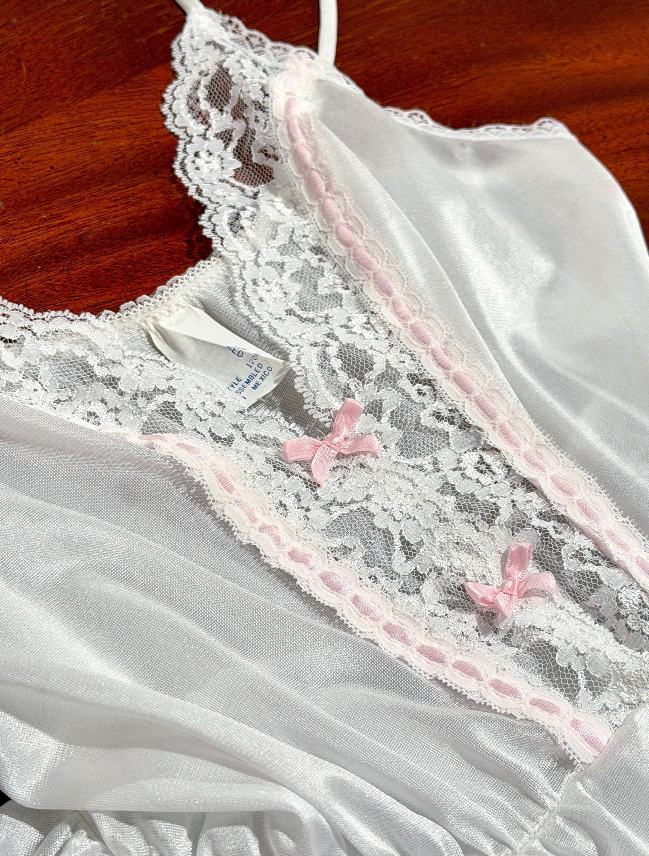 Vintage Fredericks of Hollywood Lingerie Set • White Chiffon Teddy ...