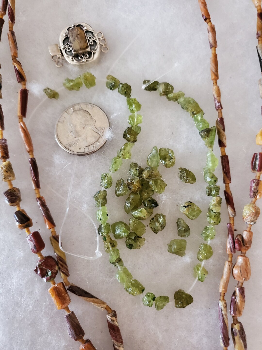Ancient Roman Glass Beads, Rough Peridot, Sterling Silver Clasp, DIY ...