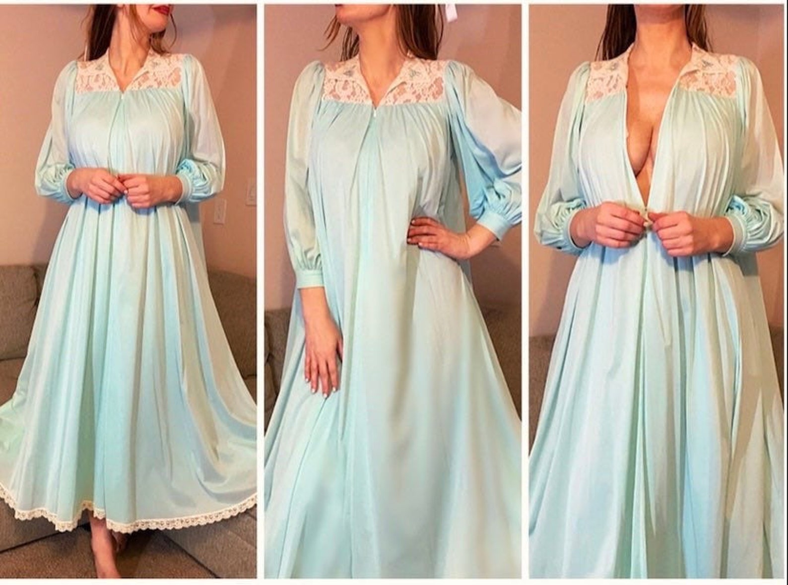 Claire Sandra Lucie Ann Nightgown Robe/dressing Gown, Rare 1950s Style ...