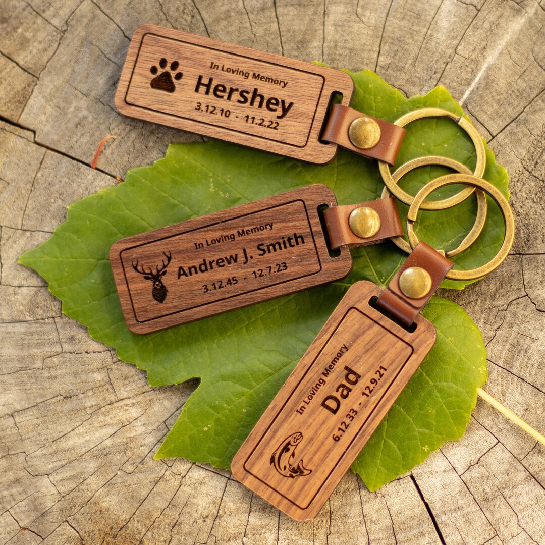 In Loving Memory Keychain Hardwood W/ Leather Accent - Etsy