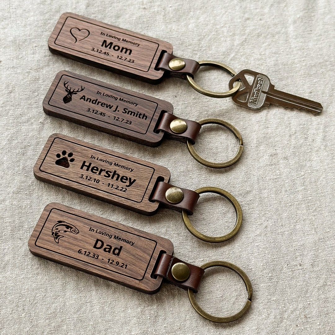 In Loving Memory Keychain Hardwood W/ Leather Accent - Etsy