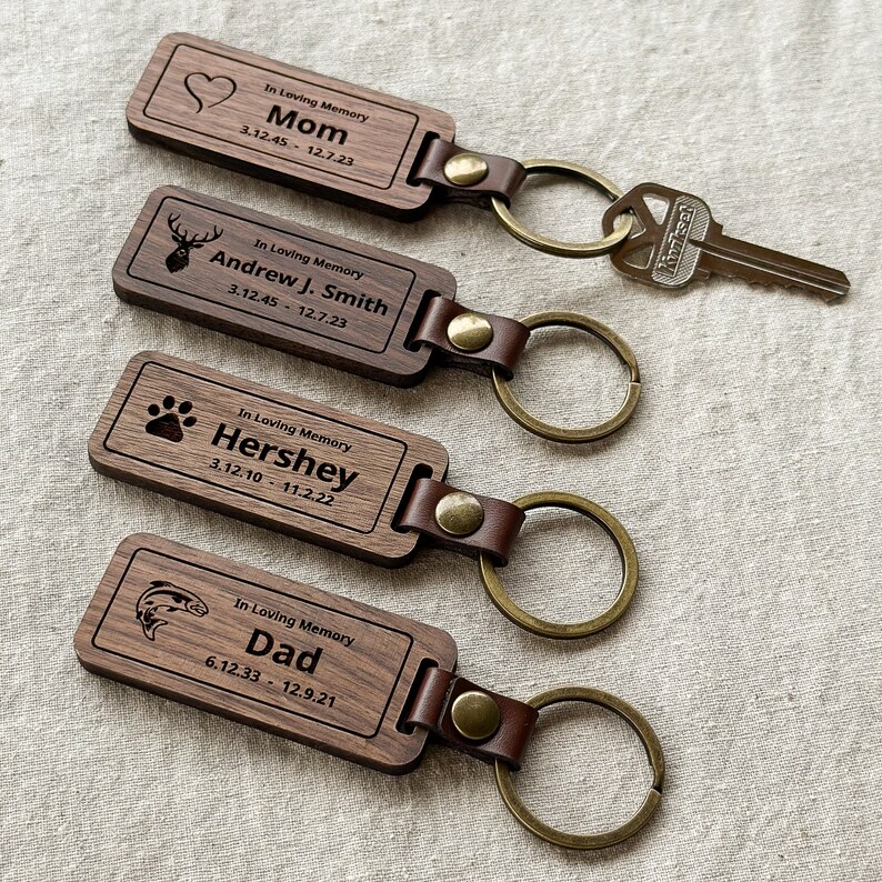 In Loving Memory Keychain Hardwood W/ Leather Accent - Etsy