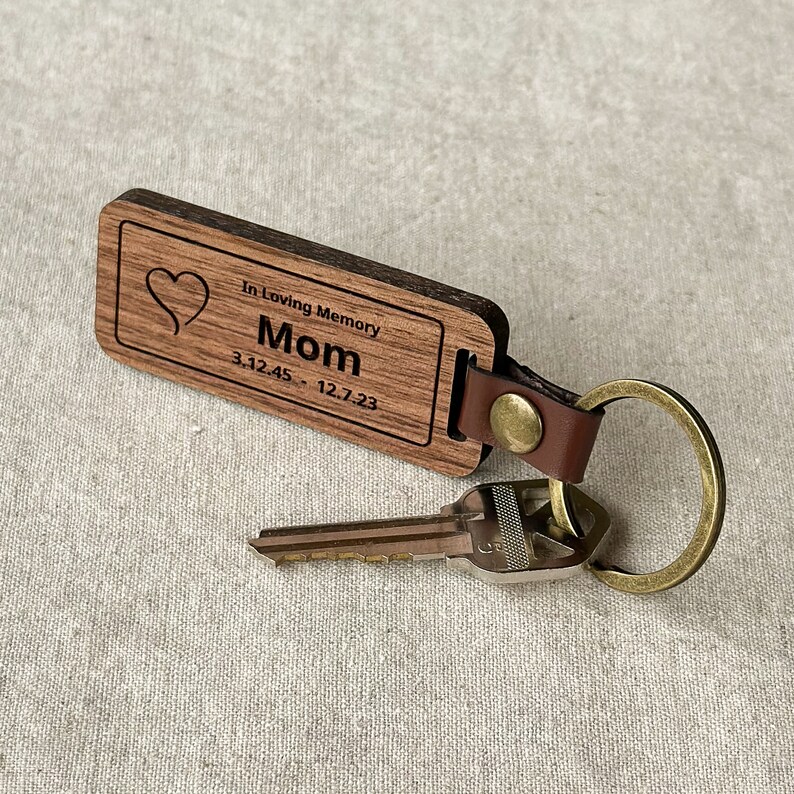 In Loving Memory Keychain Hardwood W/ Leather Accent - Etsy