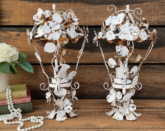 Shabby Cottage Natural Rust Chippy Paint Floral Metal - Etsy