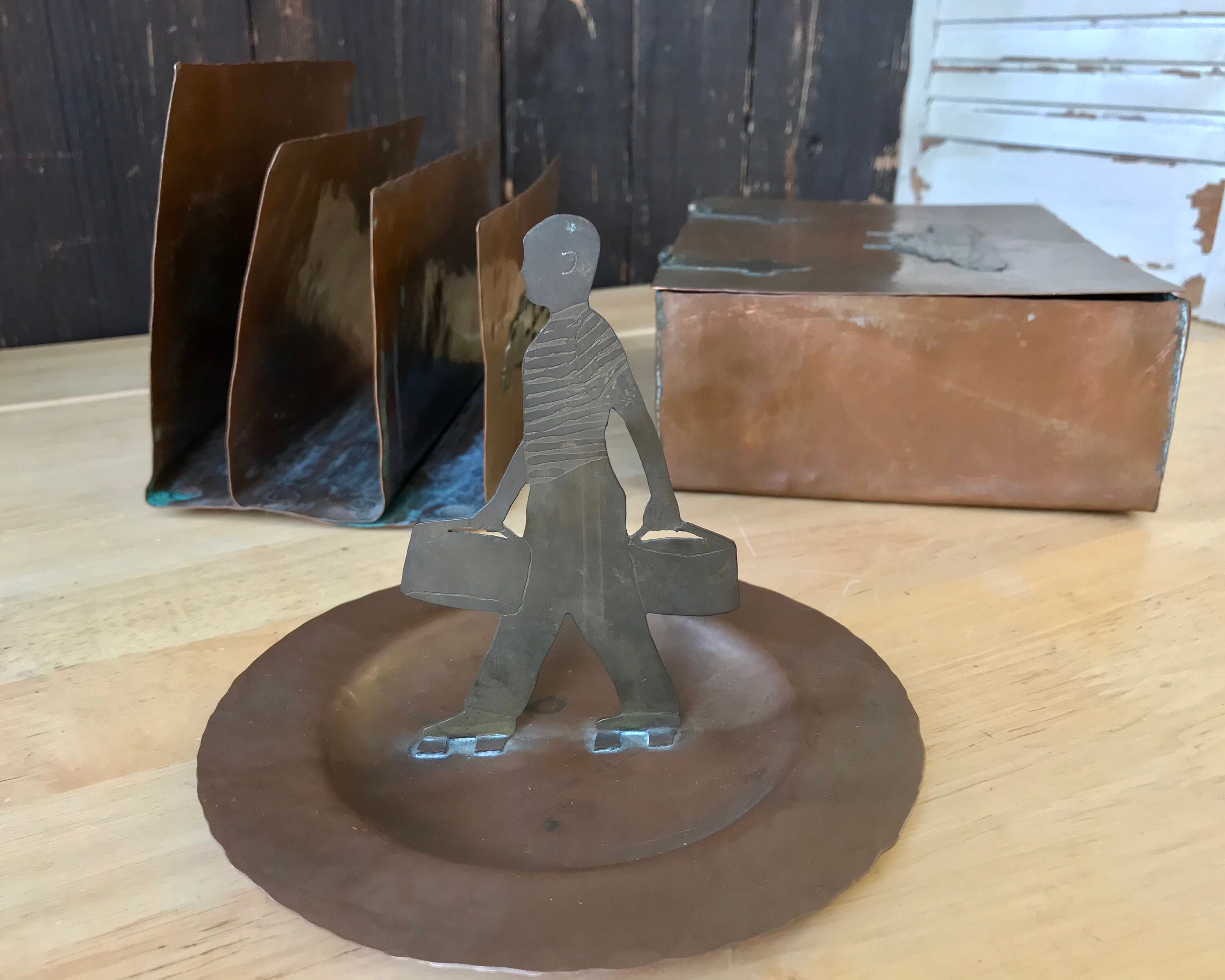 Rustic Arts and Crafts Copper Desk Set Primitive Hand - Etsy