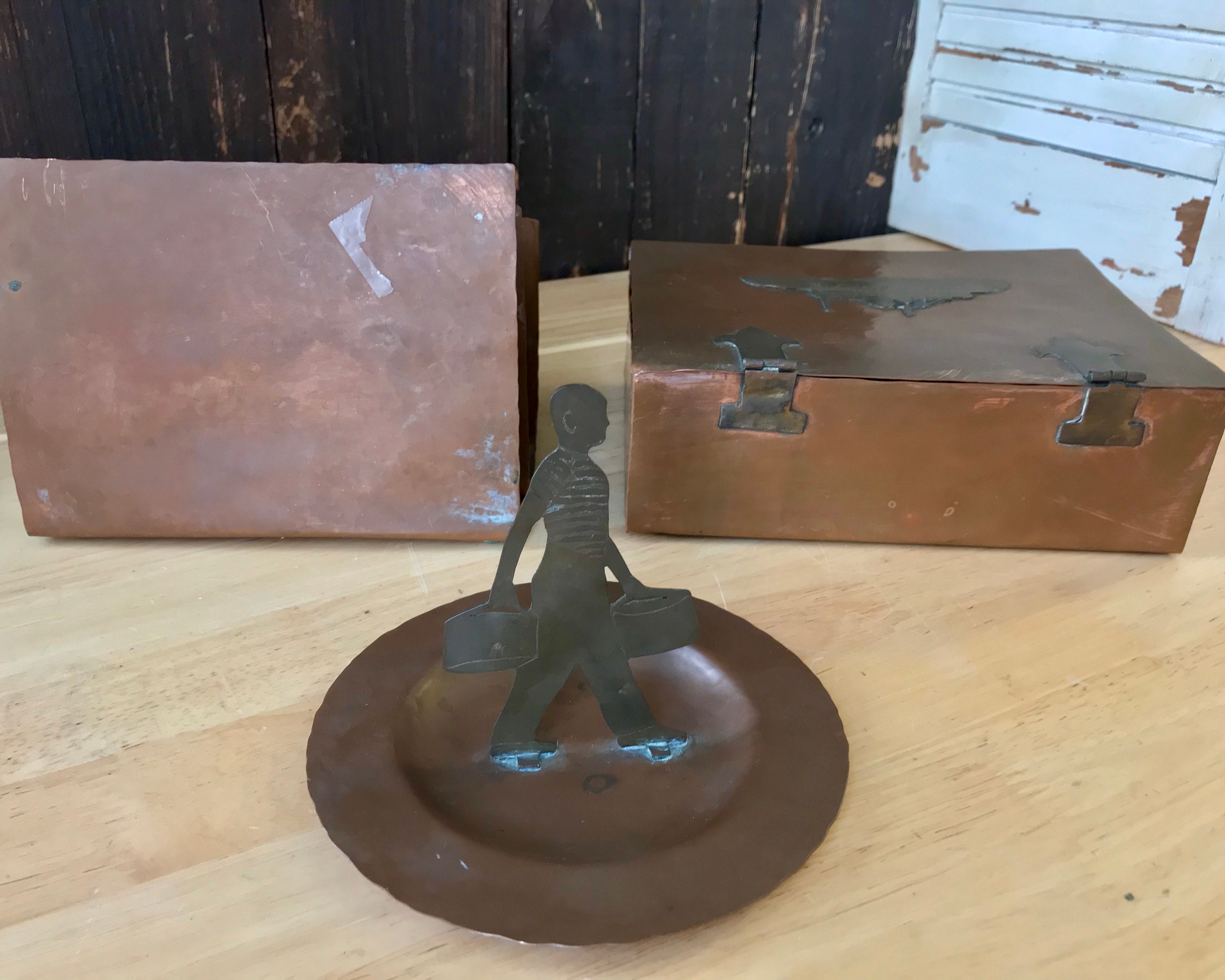 Rustic Arts and Crafts Copper Desk Set Primitive Hand - Etsy