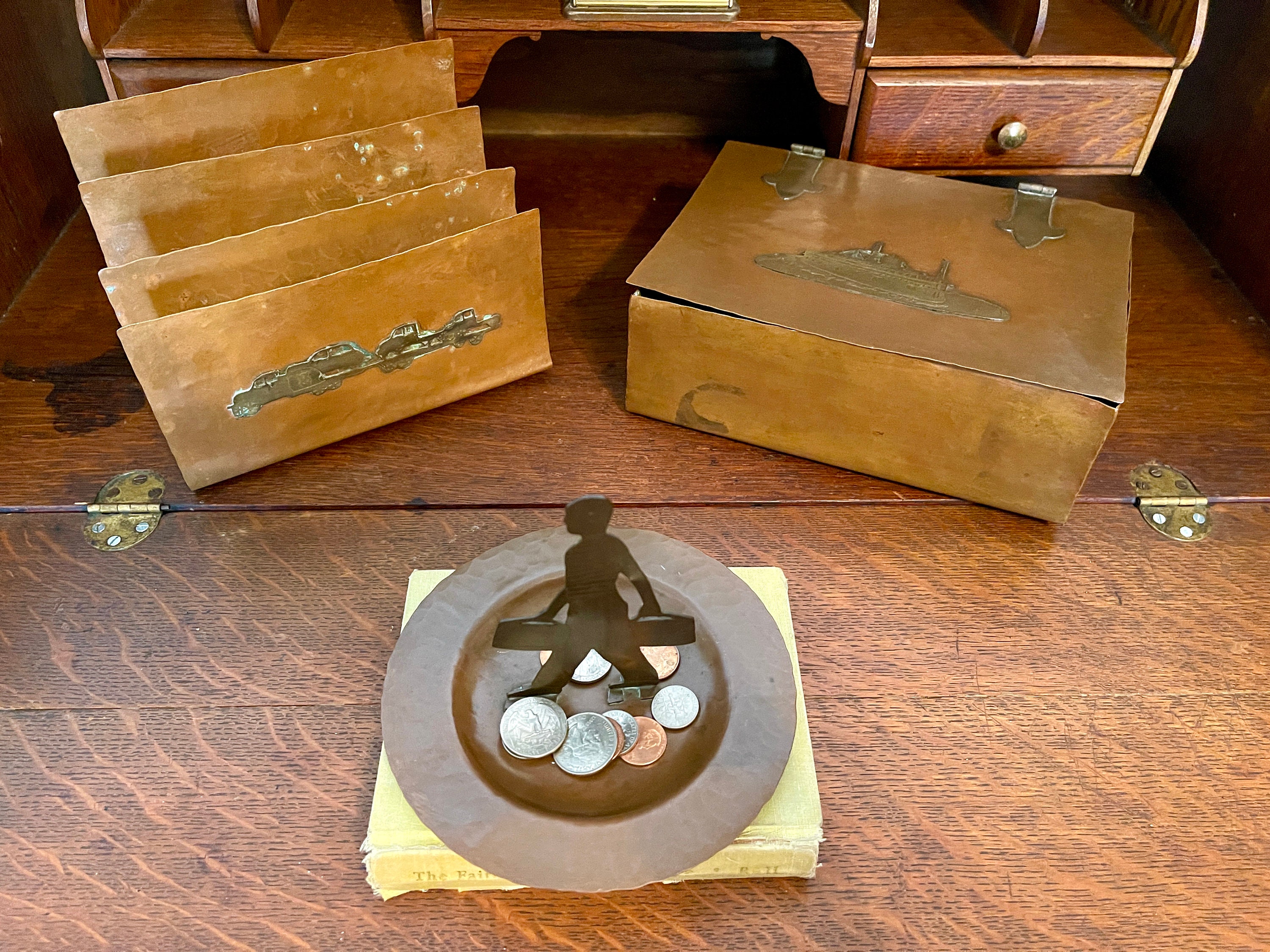 Rustic Arts and Crafts Copper Desk Set Primitive Hand - Etsy