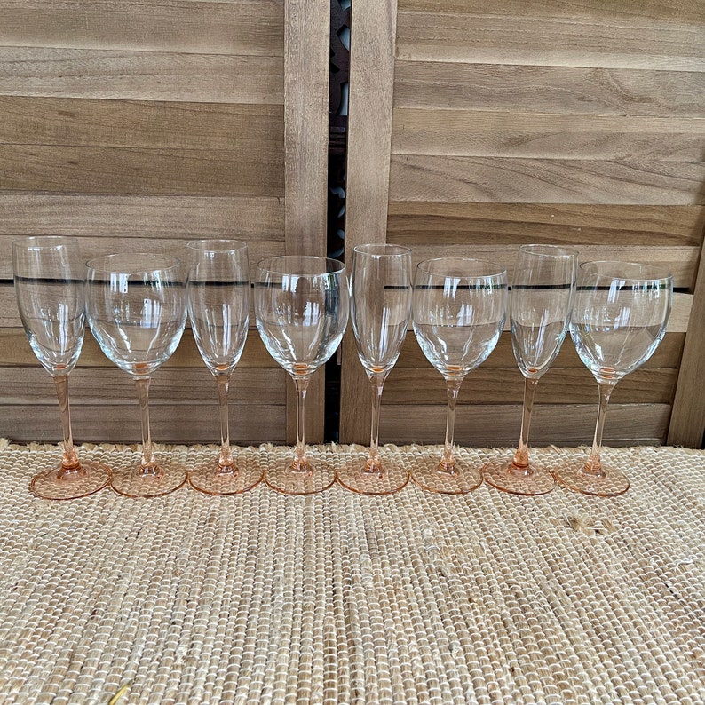 Set of 8 Vintage Luminarc France Pink Stemware 4 Wine - Etsy