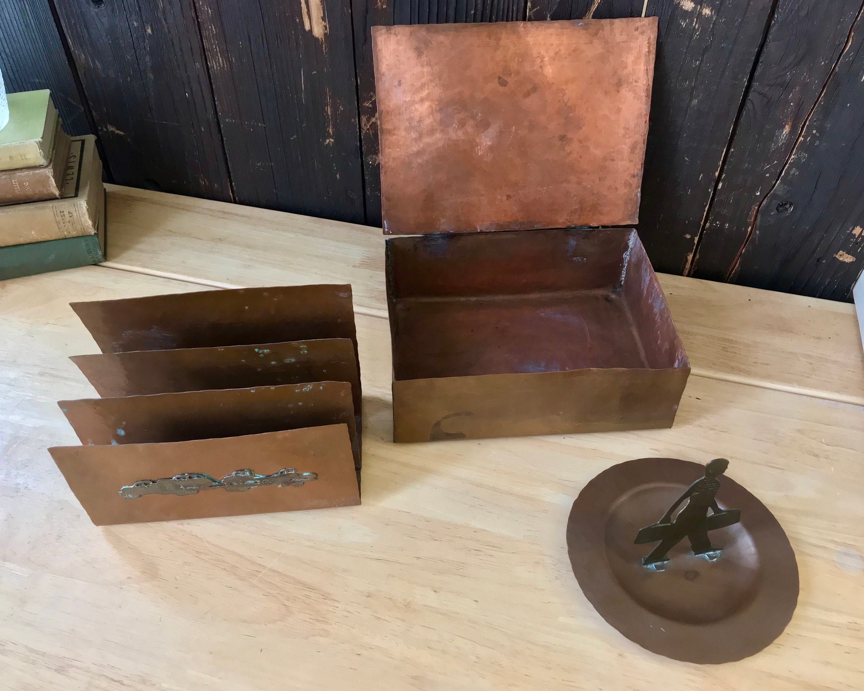 Rustic Arts and Crafts Copper Desk Set Primitive Hand - Etsy