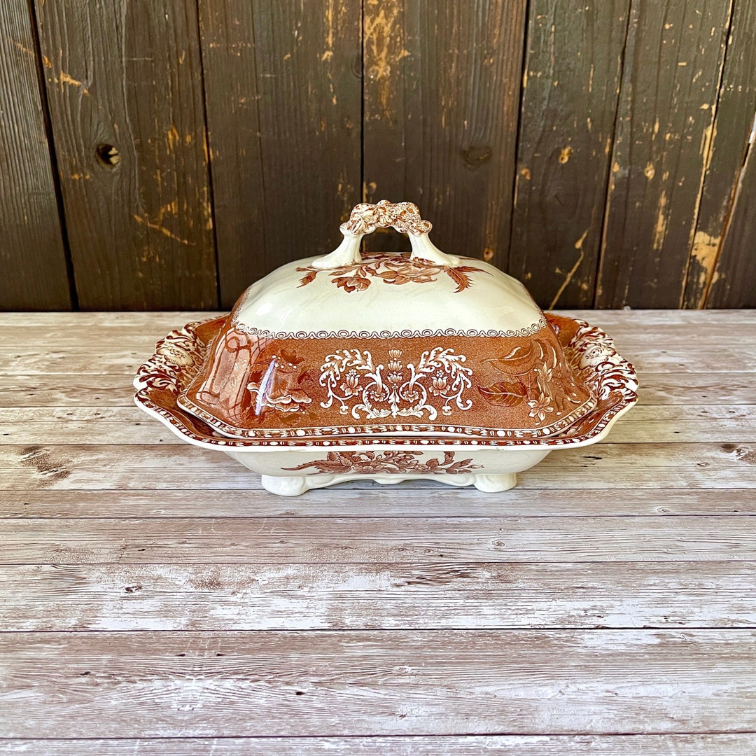 Spode BROWN Camilla Copeland England Covered Vegetable Serving Bowl ...