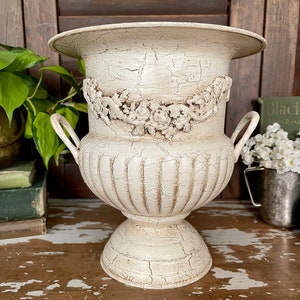 Vintage Refinished Cottage Shabby Chic Loving Cup Urn Potted Plant ...