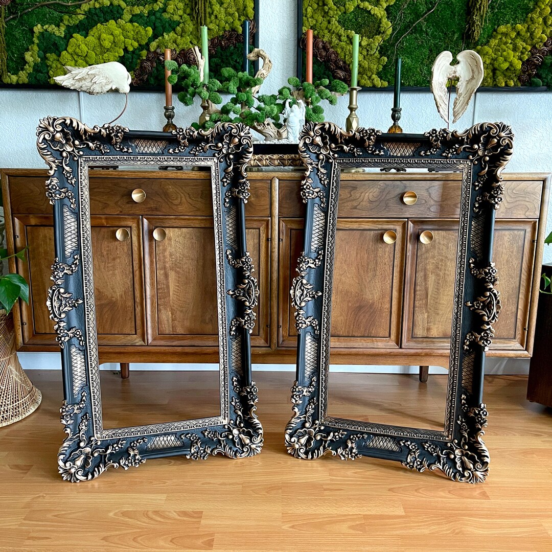 SET of 2 Large Vintage Black and Gold Wall Frames, Matching SET of ...