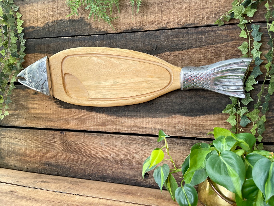 Fish Head and Tail Aluminum and Wood Cutting Board | Etsy