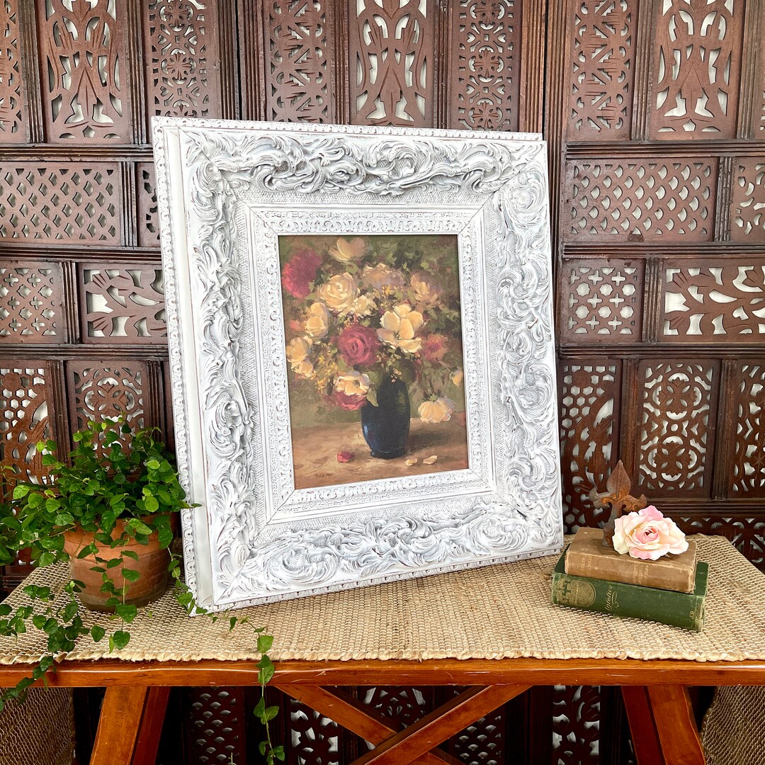25x22x3 Framed Tricia May Still Life of Roses in Vase Art Giclee Print ...