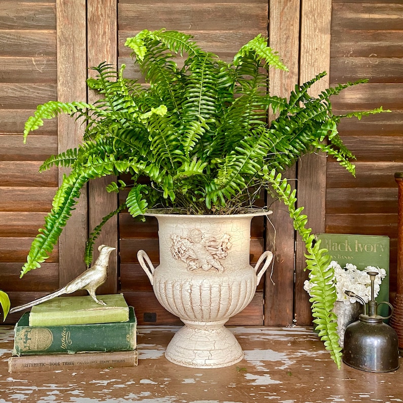 Vintage Refinished Cottage Shabby Chic Loving Cup Urn Potted Plant ...