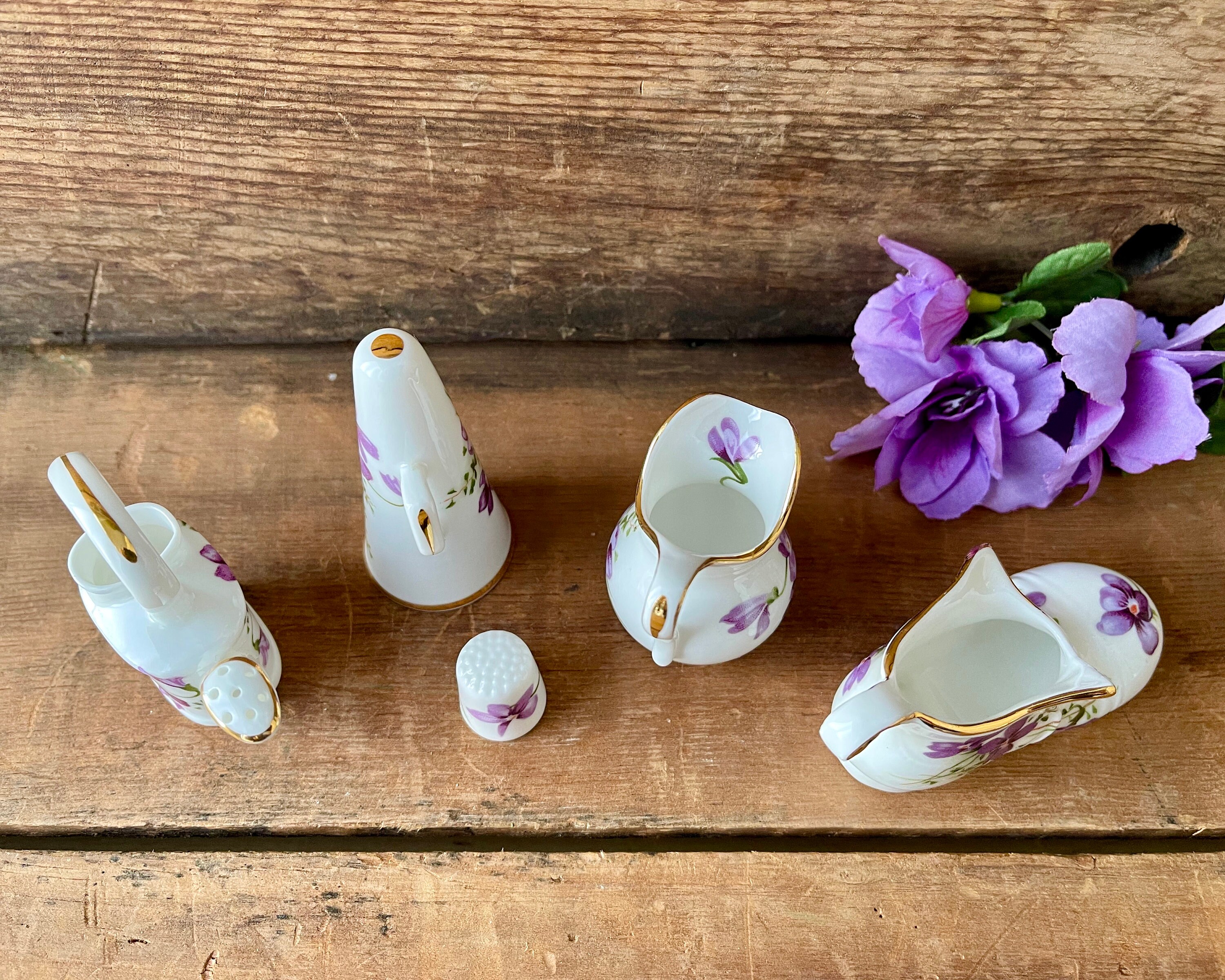 5 pc Set MINIATURES Victorian Violets from Englands | Etsy