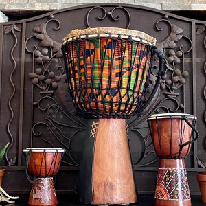 African Djembe Drum Collection, 24 LARGE Djembe Drum With Kente Cloth ...