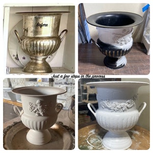 Vintage Refinished Cottage Shabby Chic Loving Cup Urn Potted Plant ...