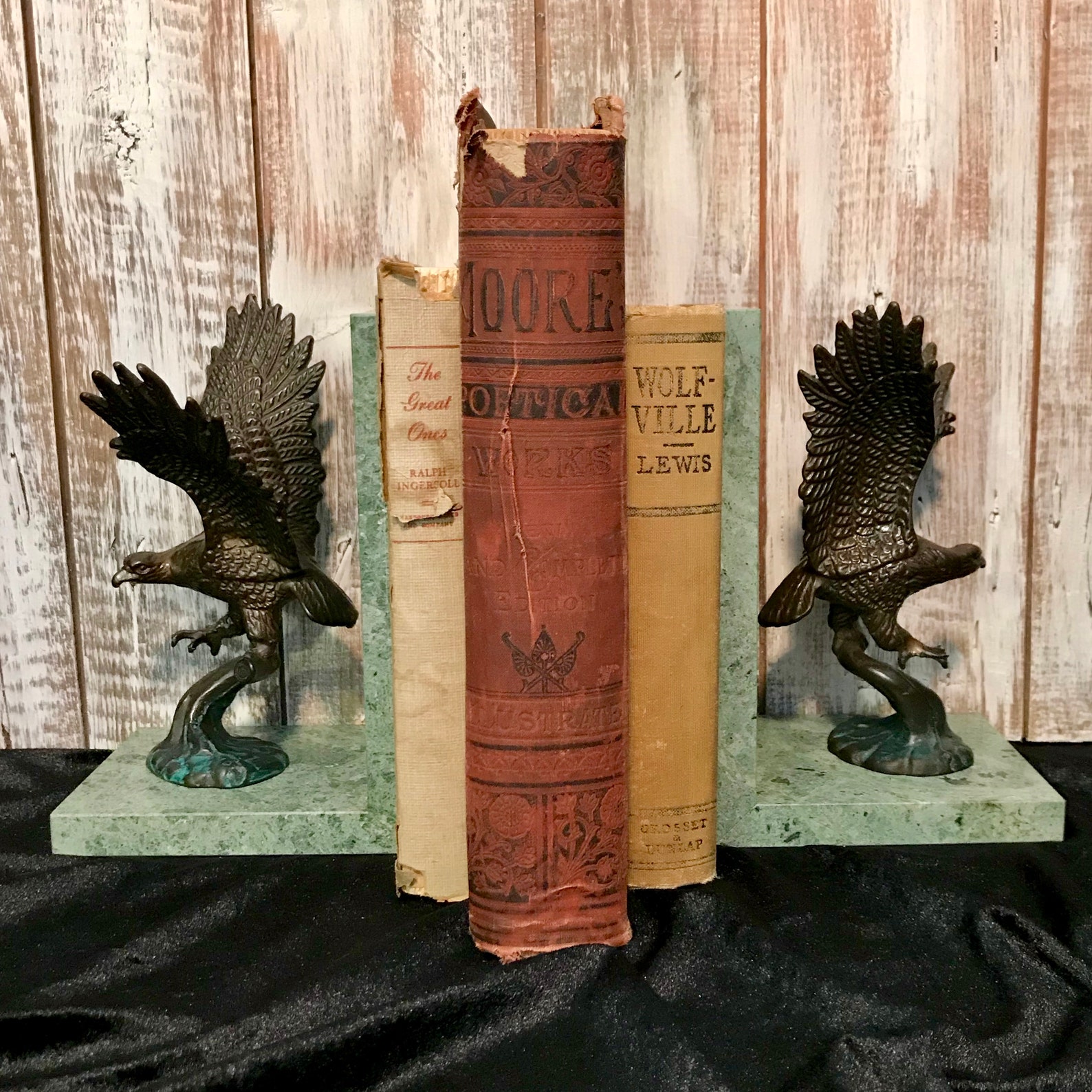 Eagle Bookends on Marble Base Heavy Bronzed American Eagle | Etsy