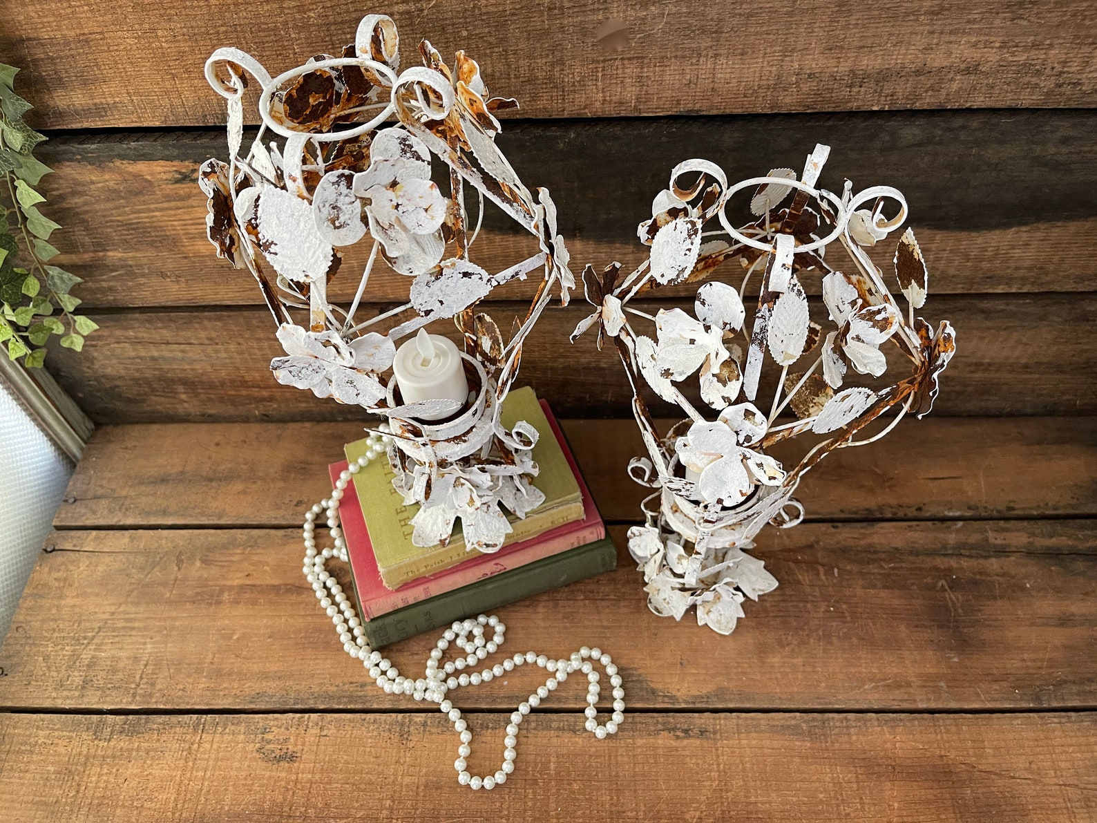 Shabby Cottage Natural Rust Chippy Paint Floral Metal - Etsy