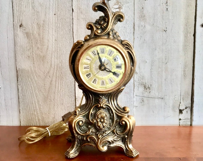 United Electric Mantle Clock in Working Condition | Ornate Cast Metal ...