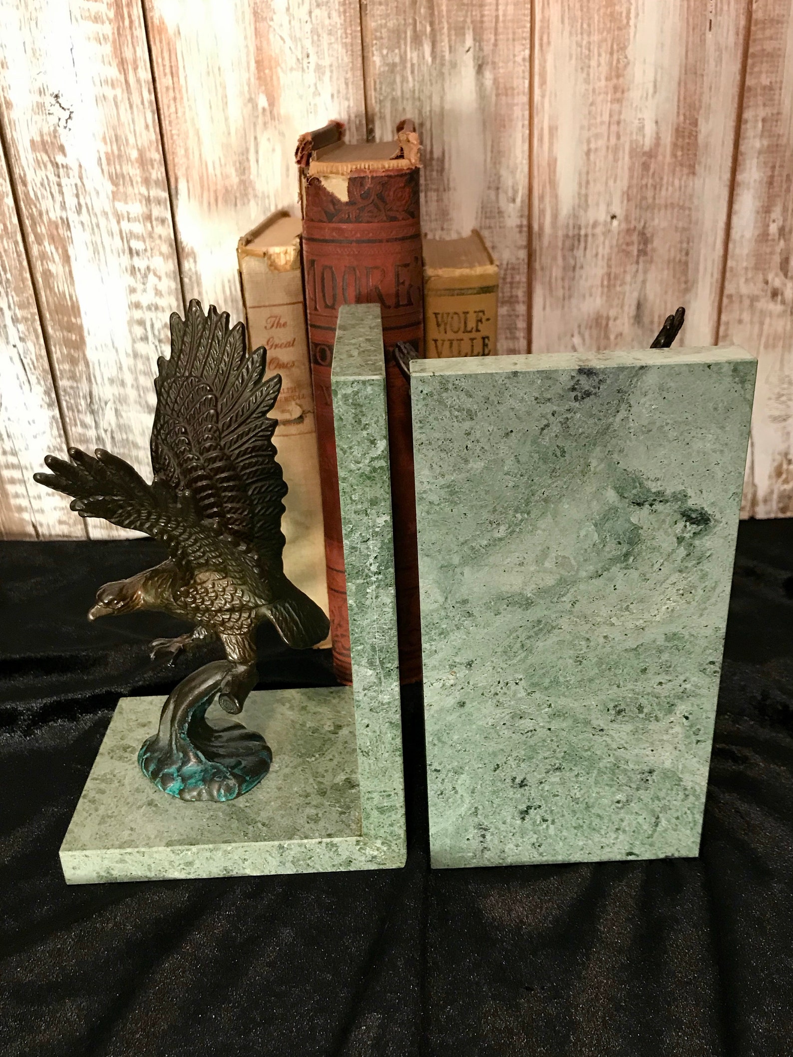 Eagle Bookends on Marble Base Heavy Bronzed American Eagle - Etsy