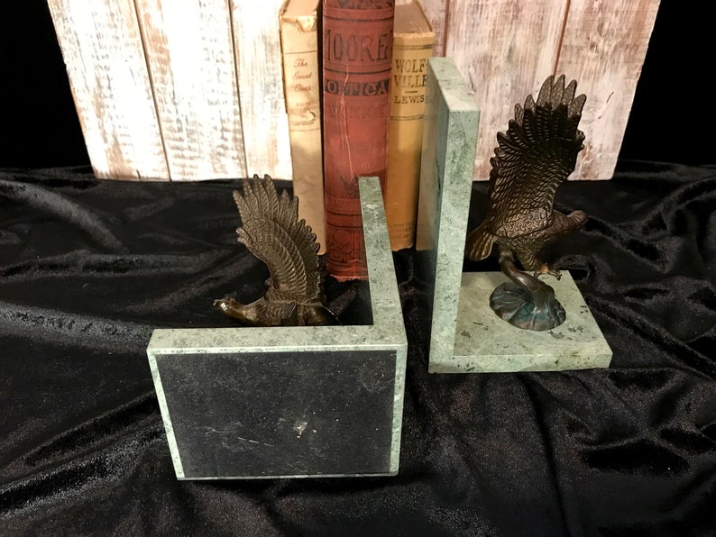 Eagle Bookends on Marble Base Heavy Bronzed American Eagle | Etsy