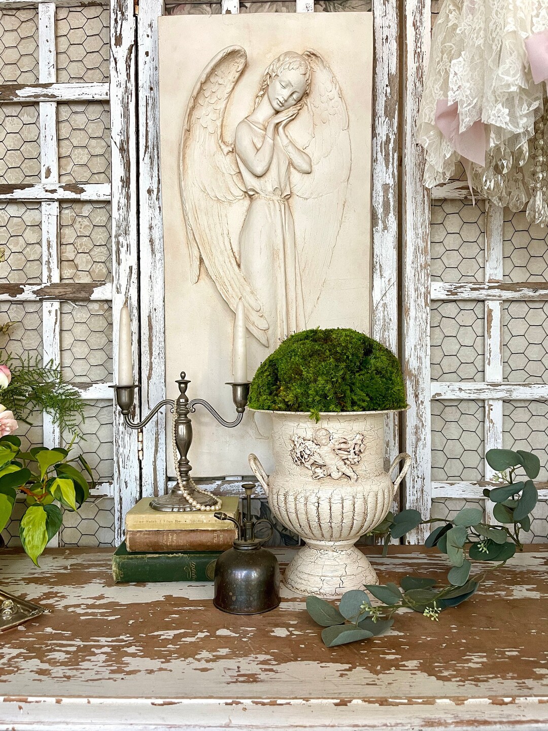 Vintage Refinished Cottage Shabby Chic Loving Cup Urn Potted Plant ...