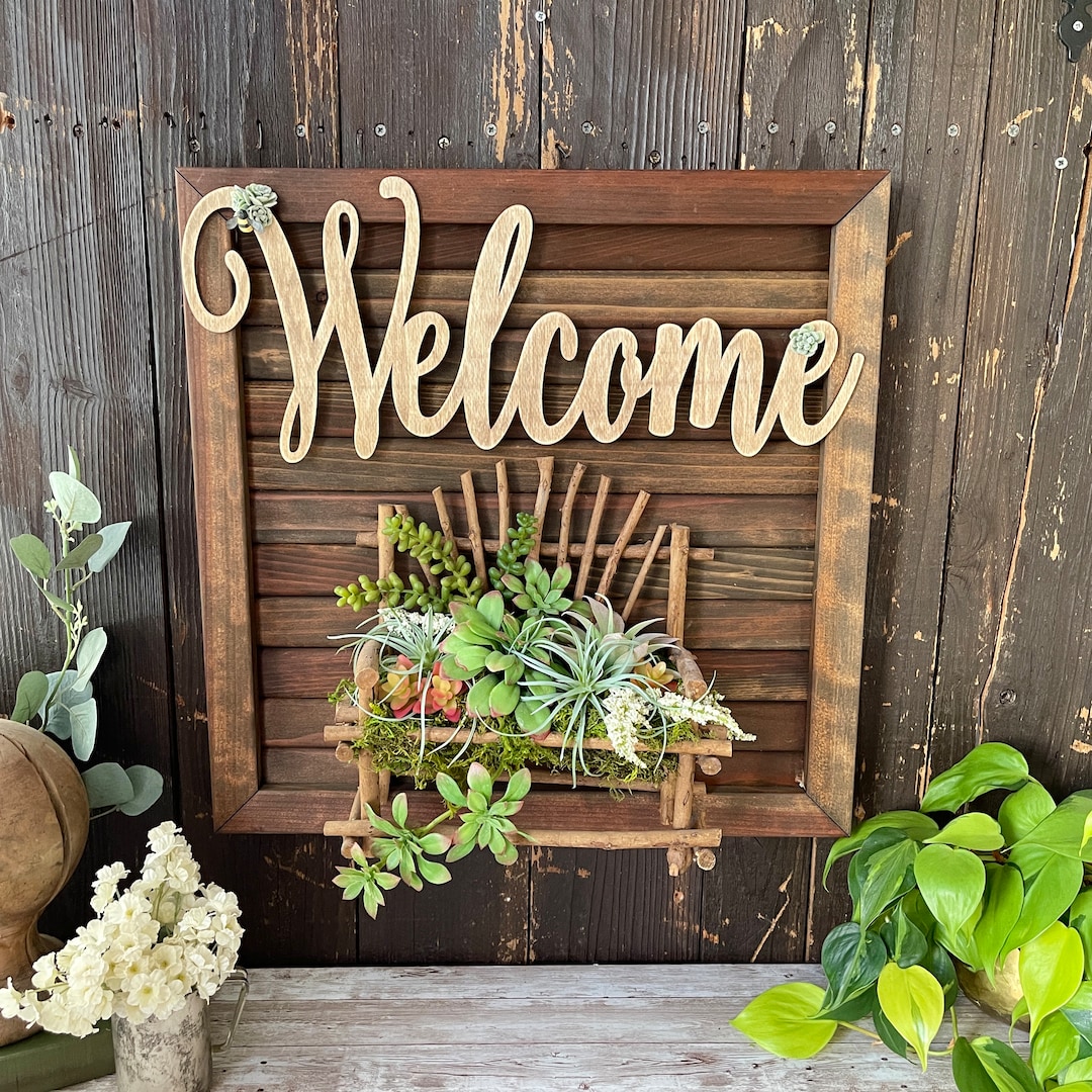 Handcrafted Rustic WELCOME Sign Natural Branch Bench, Quality Faux ...