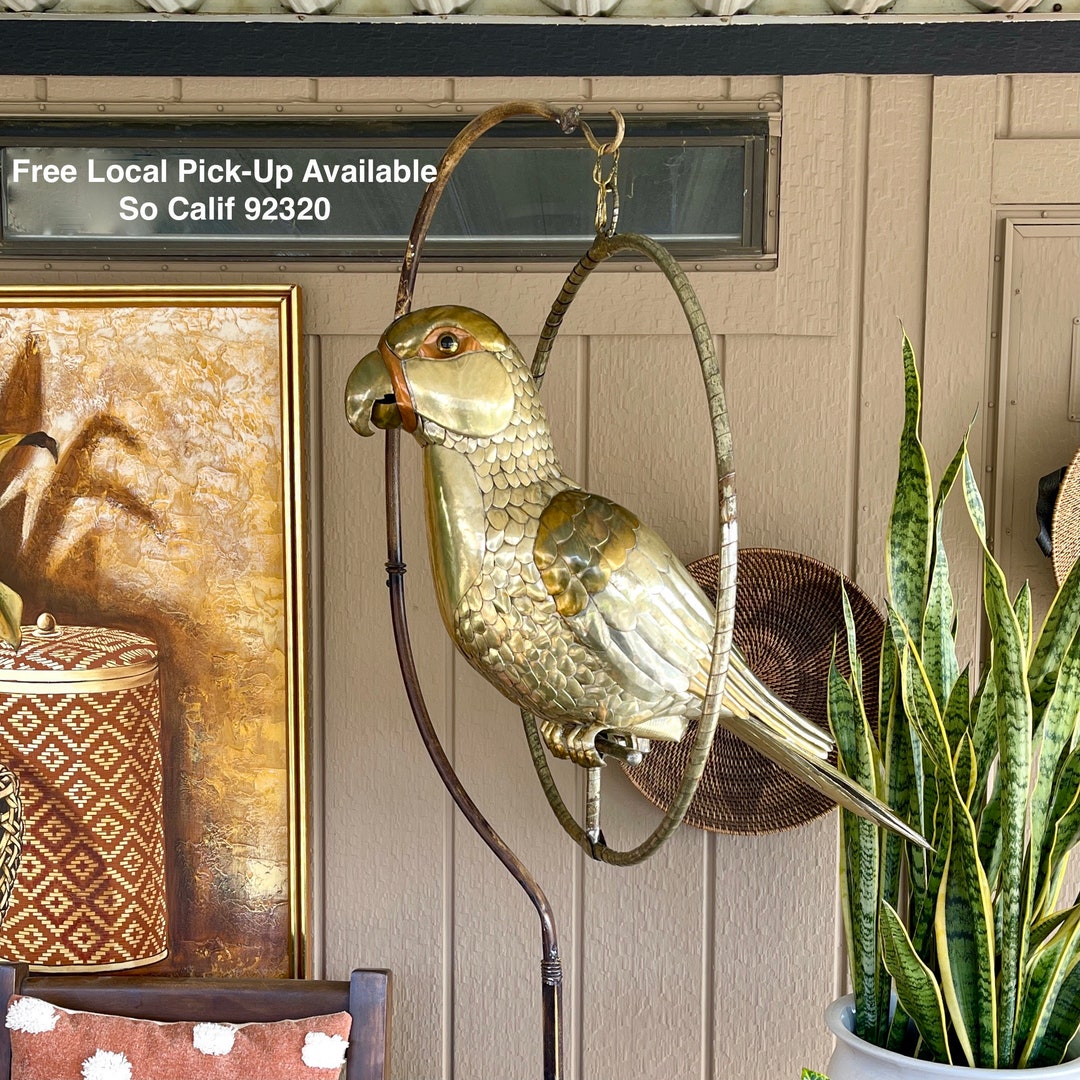 GIGANTIC Sergio Bustamante Signed Numbered Hanging Parrot Bird on Perch ...