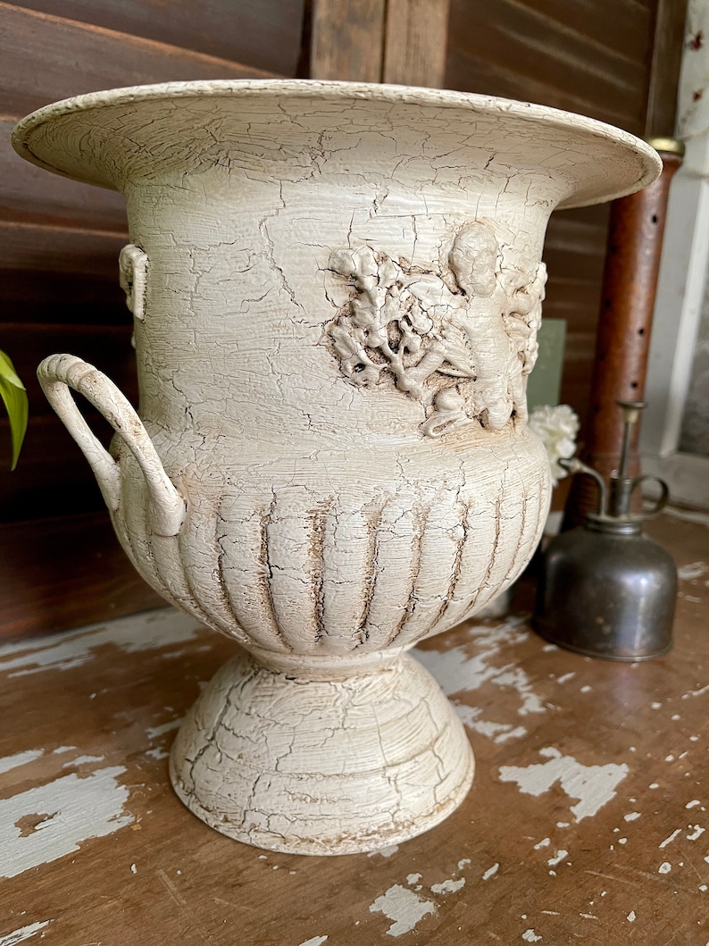 Vintage Refinished Cottage Shabby Chic Loving Cup Urn Potted Plant ...