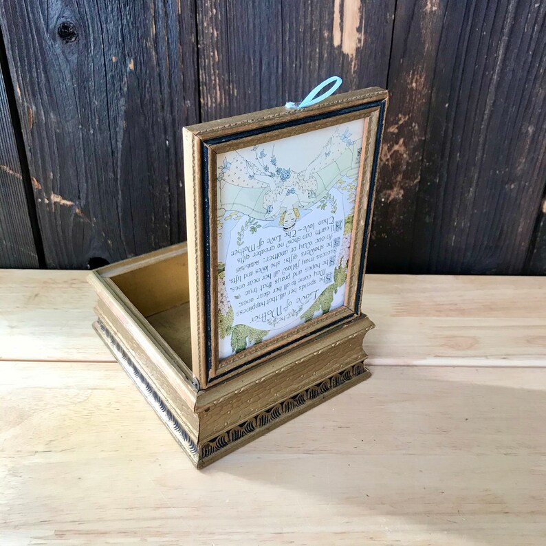 Motto Keepsake Box, the Love of Mother Framed Motto Poem, Antique Gilt ...