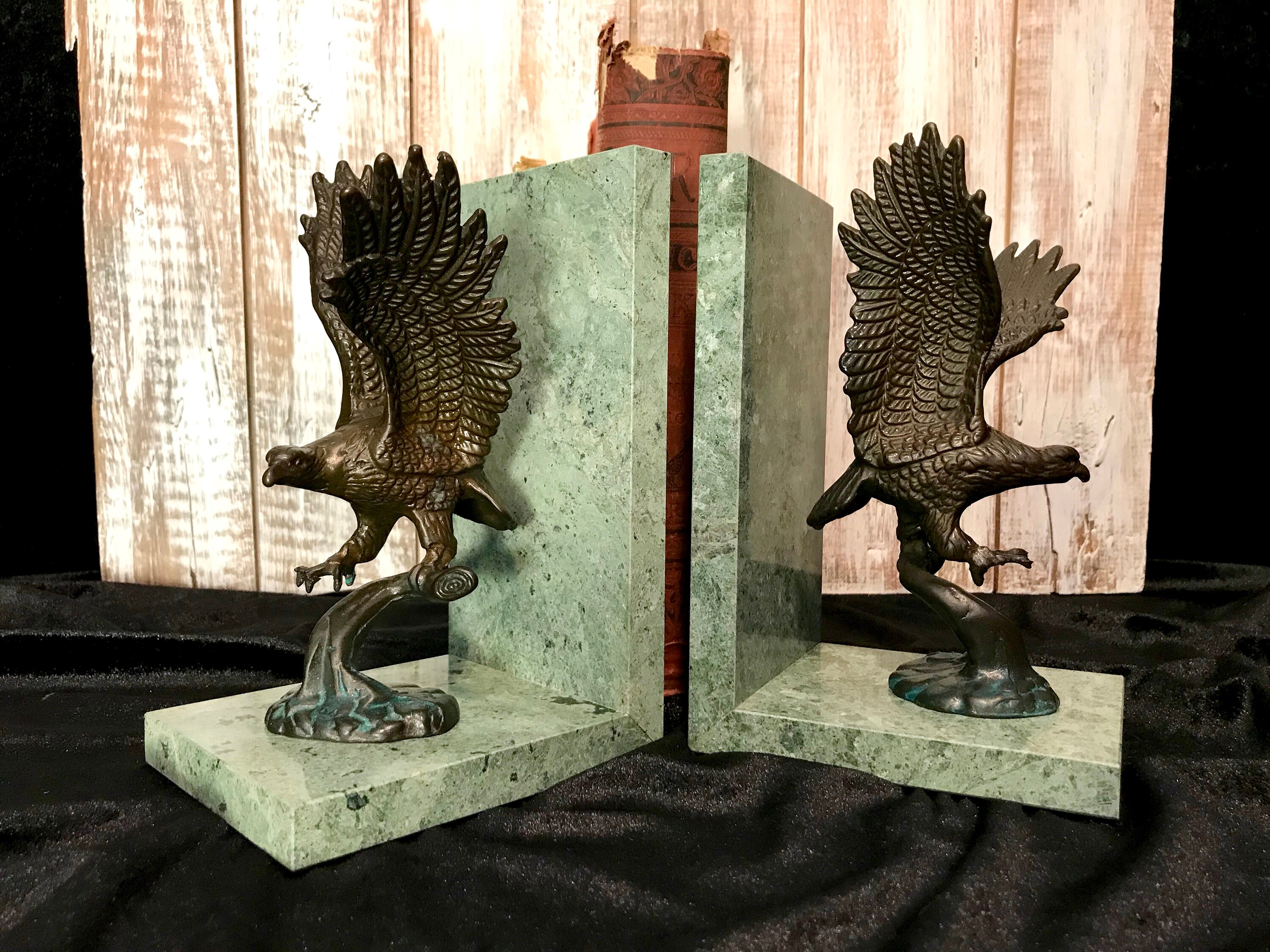 Eagle Bookends on Marble Base Heavy Bronzed American Eagle | Etsy