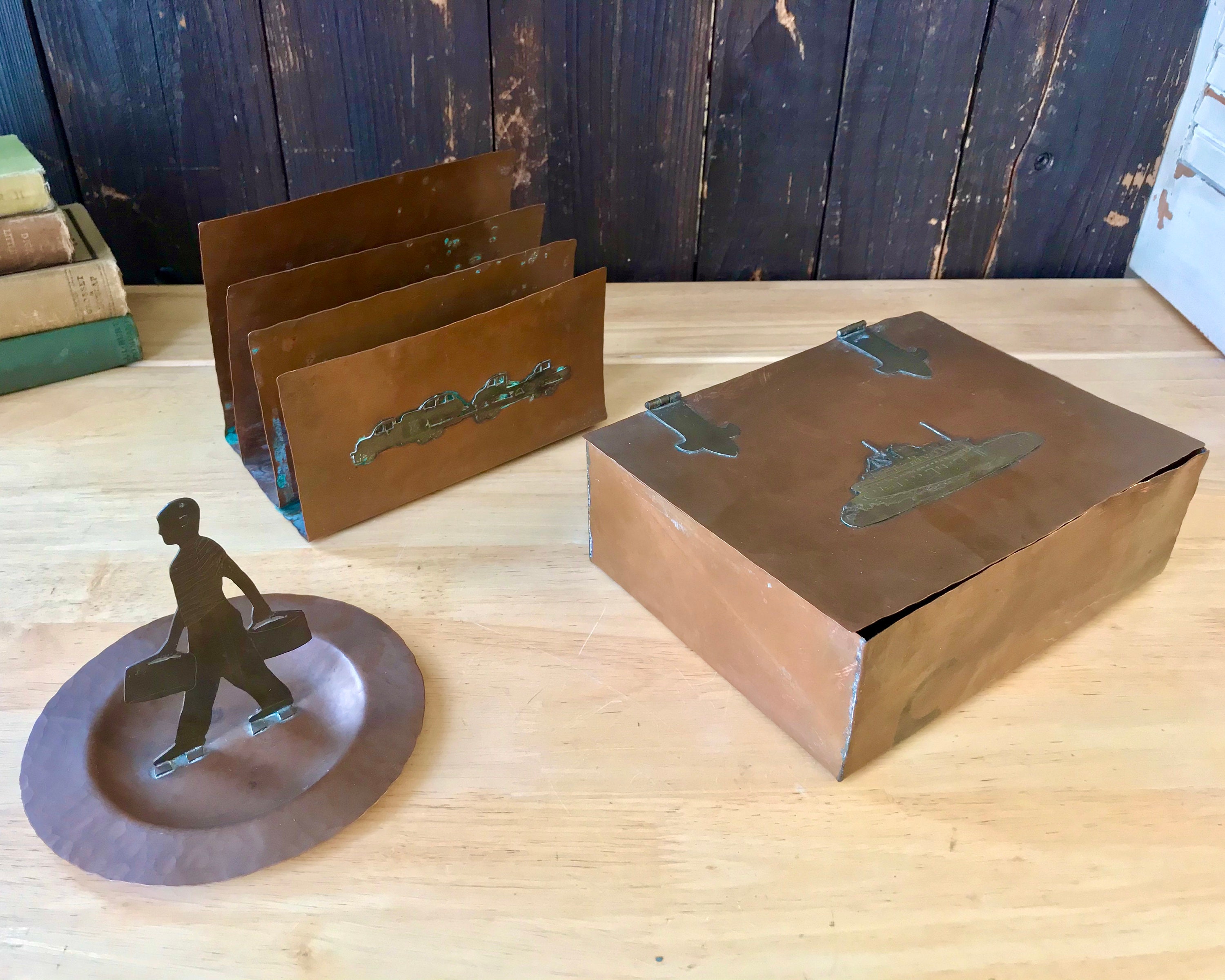 Rustic Arts and Crafts Copper Desk Set Primitive Hand - Etsy
