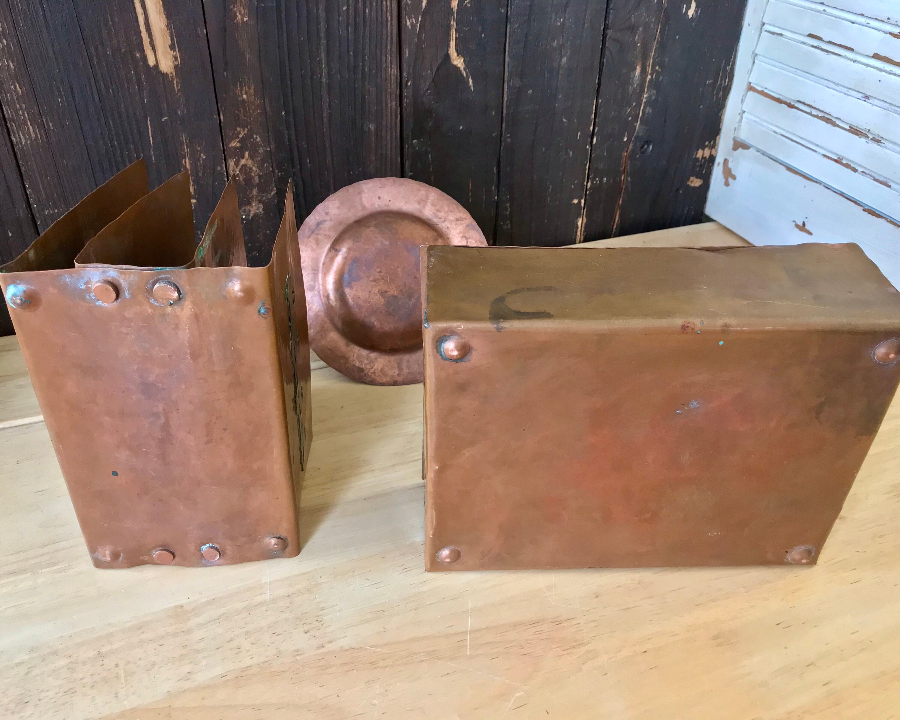 Rustic Arts and Crafts Copper Desk Set Primitive Hand - Etsy