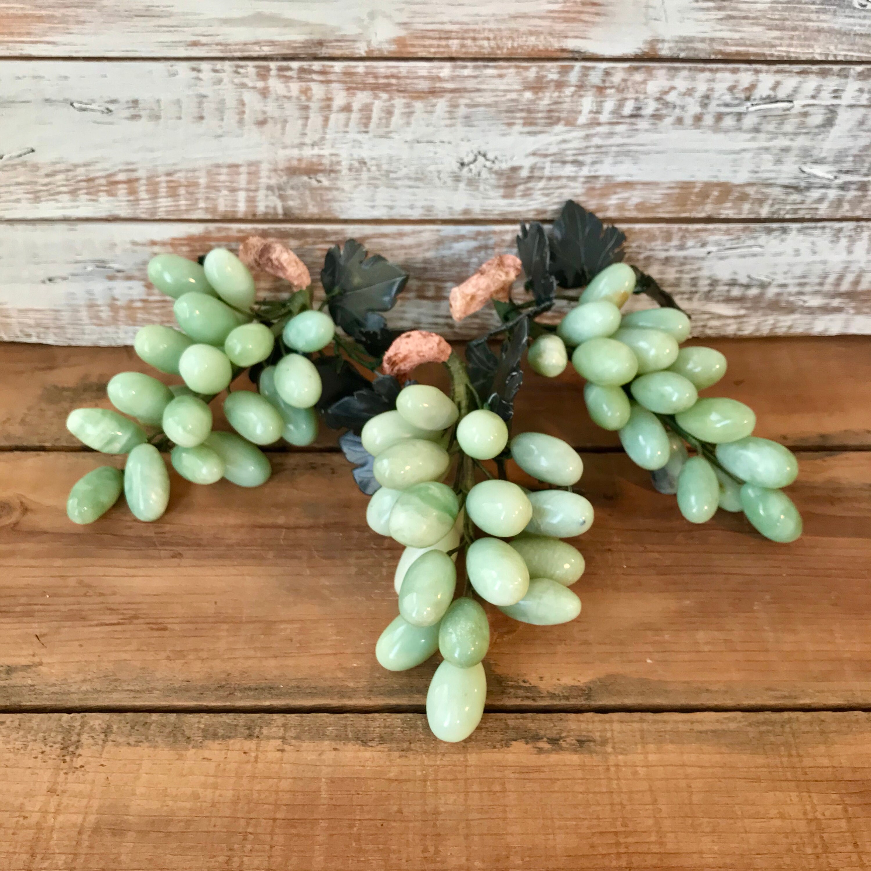 Set of 3 Jade Grape Clusters Chinese Green Polished Stone | Etsy