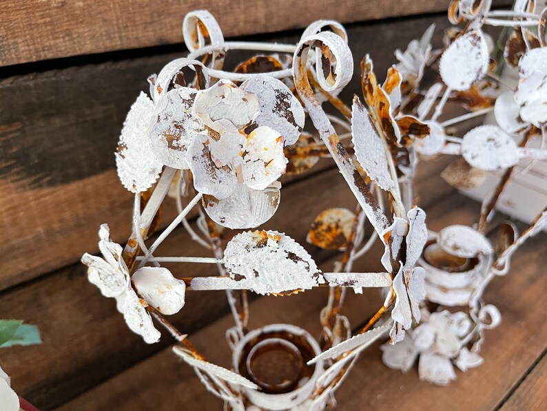 Shabby Cottage Natural Rust Chippy Paint Floral Metal - Etsy