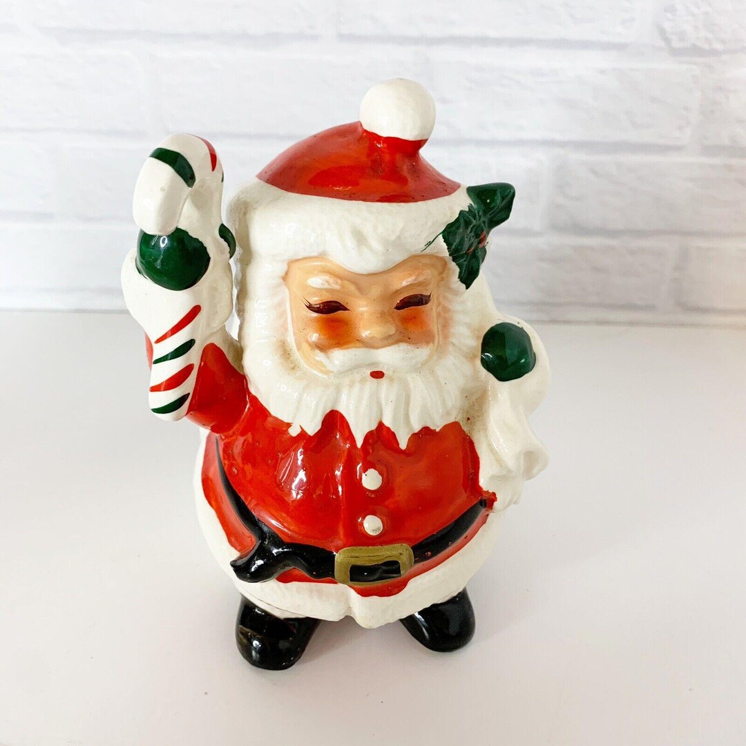 Vintage Tii Santa Holding Candy Cane Planter Christmas Ceramic - Etsy