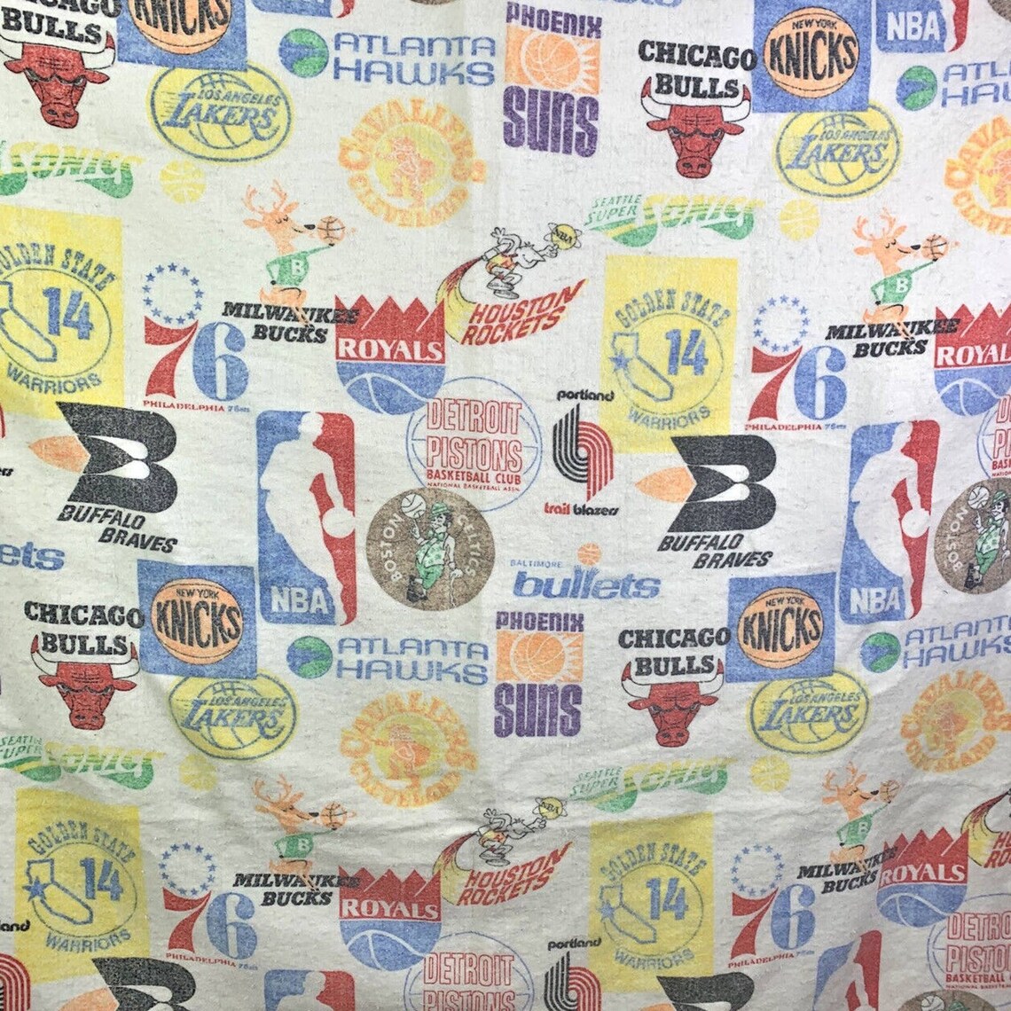 Vintage NBA Basketball Logos Blanket Satin Trim 70 X 86celtics Bulls ...