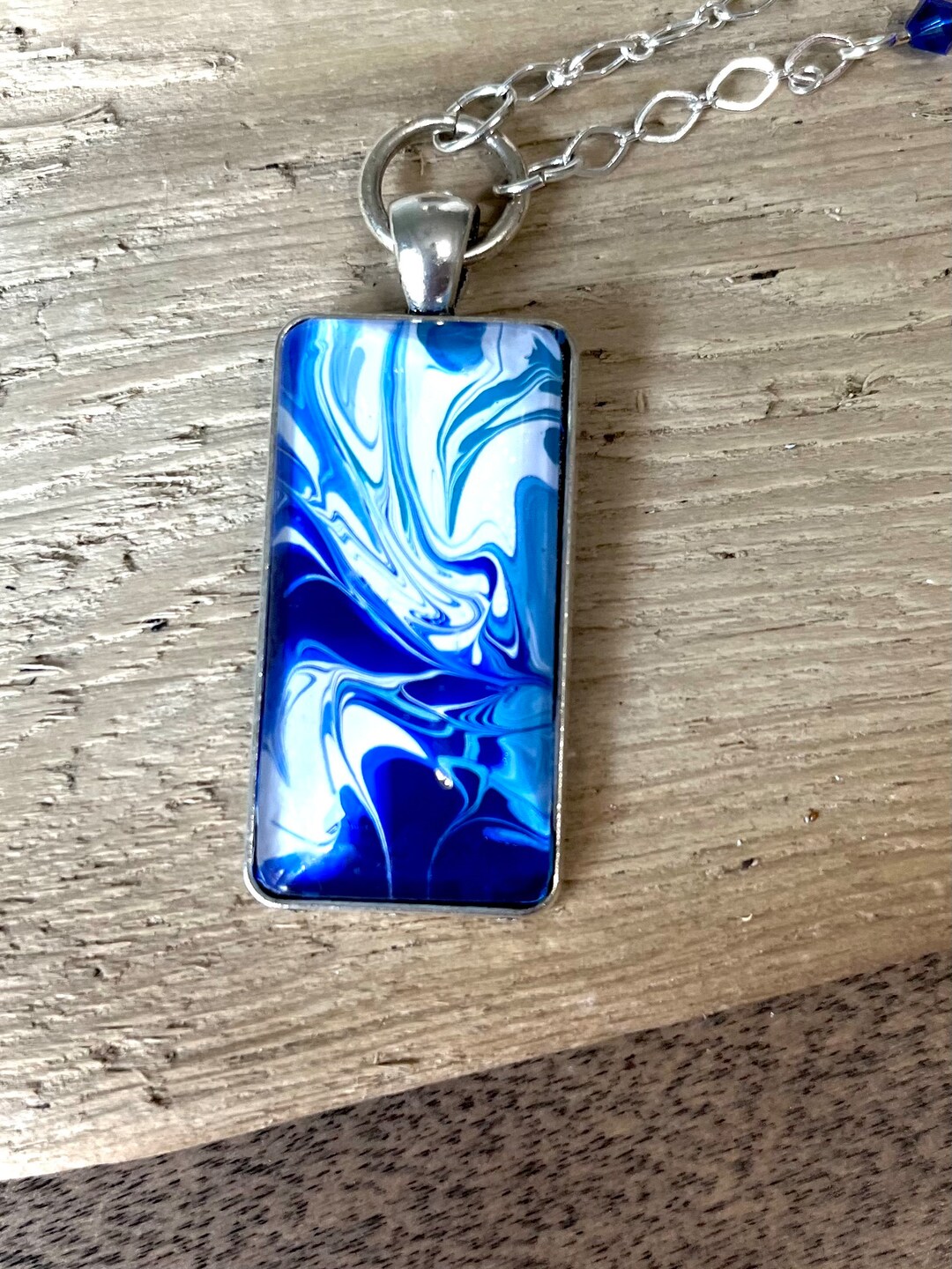 Fluid Art Pendant Necklace, Wearable Art, Acrylic Pour Necklace With ...