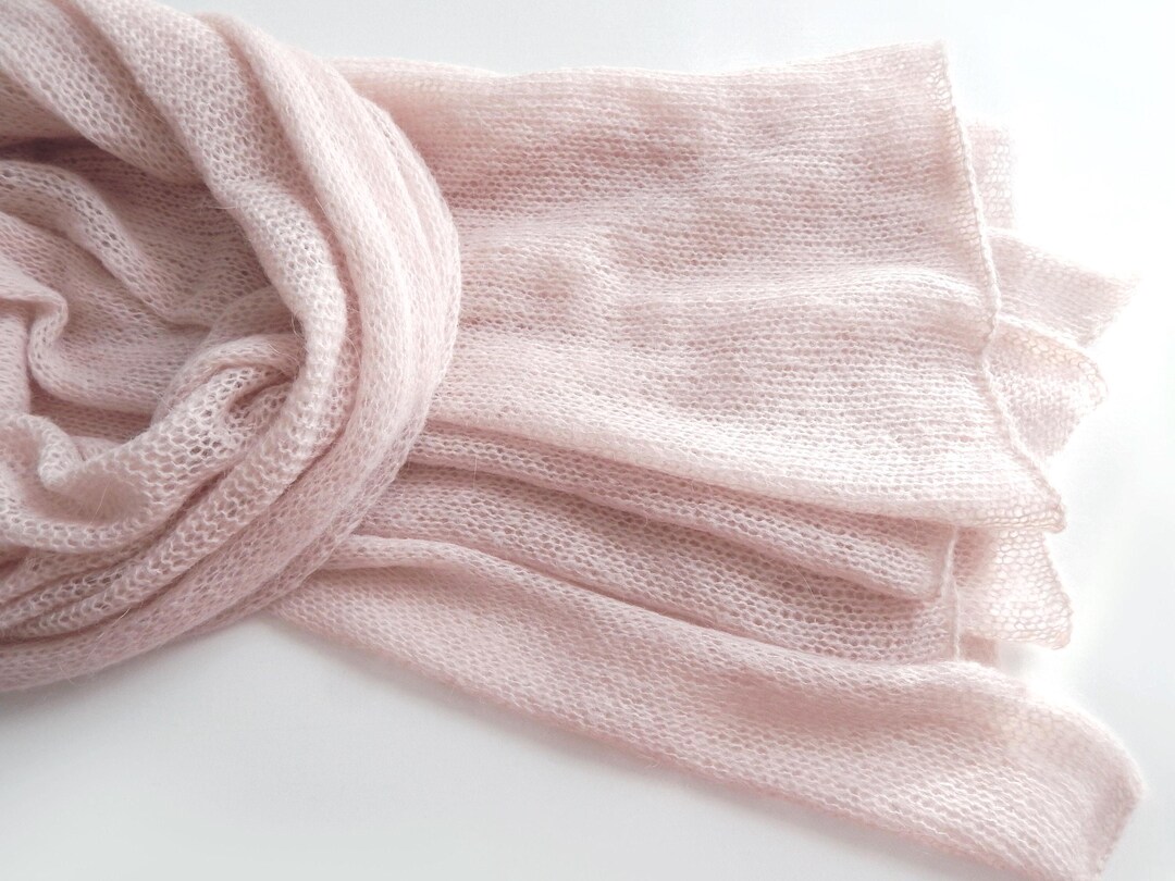 Knitted Alpaca Pink Powder Scarf, Light-pink Lace Scarf, Women's Scarf ...