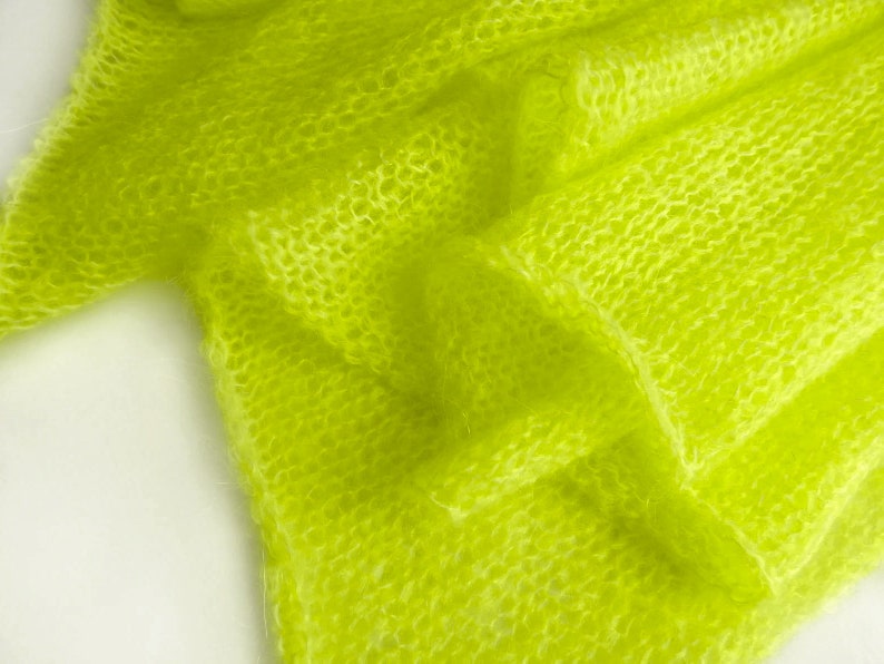 Knitted Kid-mohair Yellow Neon Scarf, Bright-yellow Wrap, Women's Lace ...
