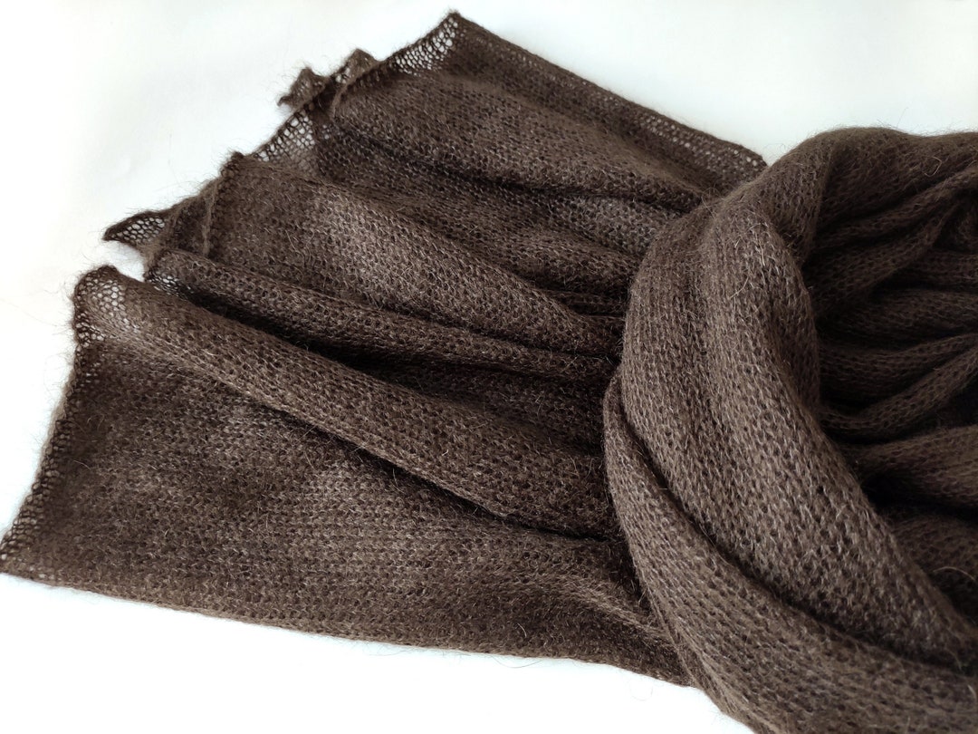 Knitted Kid-mohair Dark-brown Scarf Chocolate Wool Scarf - Etsy